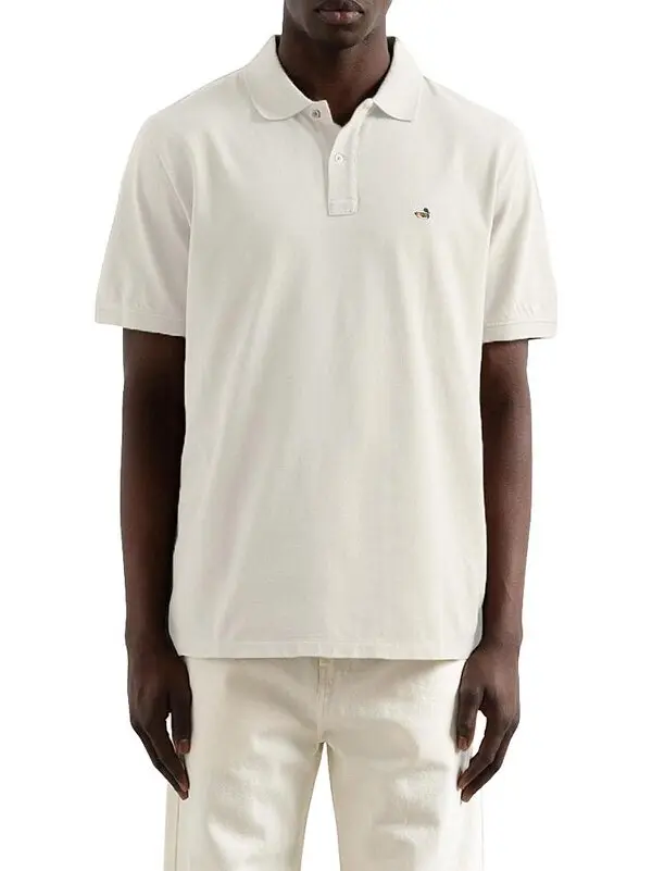 EDMMOND STUDIOS Duck Logo Pique Polo Shirt - Plain Off White