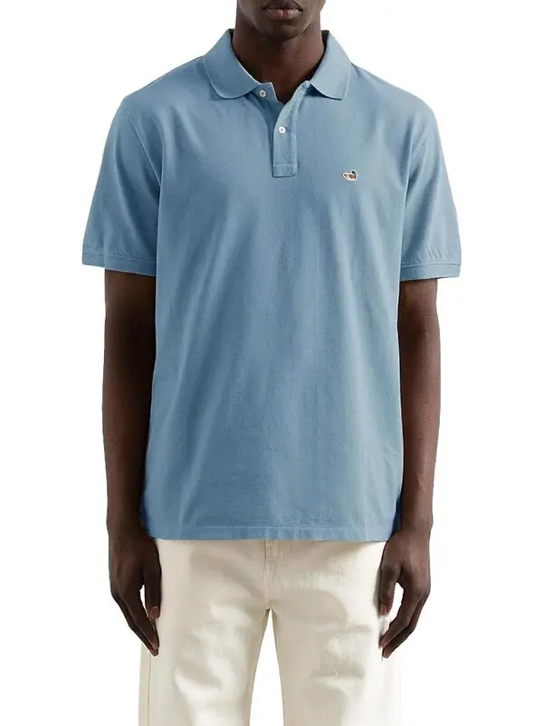 EDMMOND STUDIOS Duck Logo Pique Polo Shirt - Plain Steel