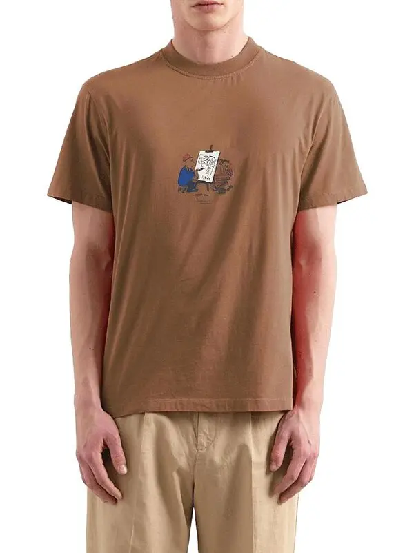 EDMMOND STUDIOS Avant Garde Printed T-shirt - Plain Brown