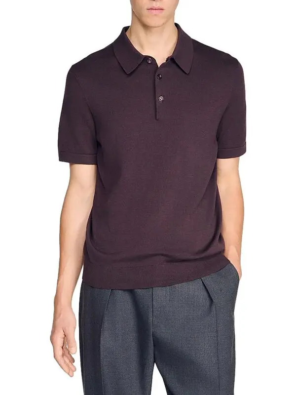 Sandro Cotton And Silk Polo Shirt - Chocolate