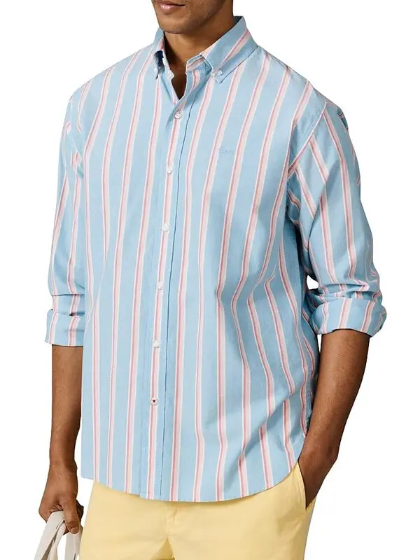 Aubin Walesby Lightweight Relaxed Oxford Shirt - Blue Stipe