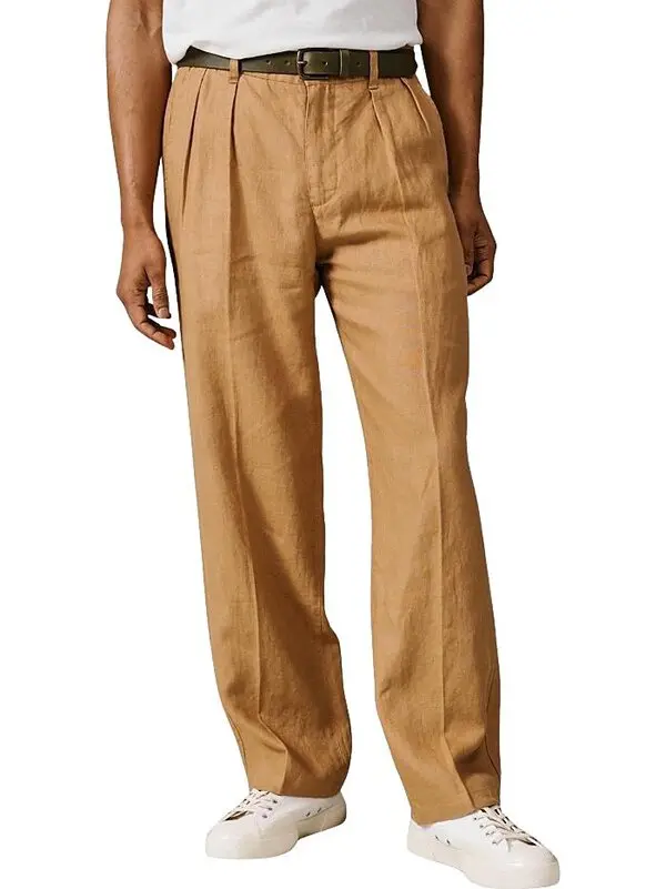 Aubin Belvedere Relaxed Linen Trousers - Mustard