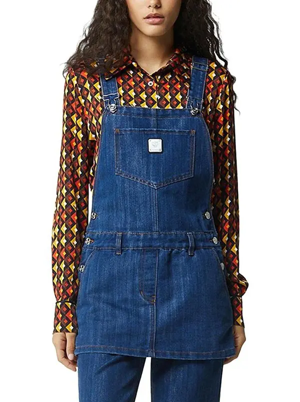 Mcm Overall Skirt In Lurex Denim - Indigo