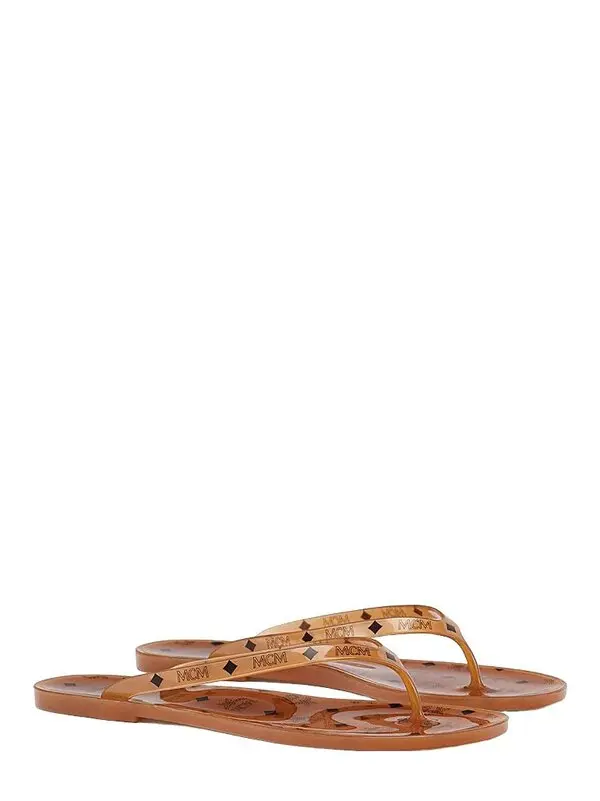 Mcm Monogram Jelly Thong Sandals - Cognac