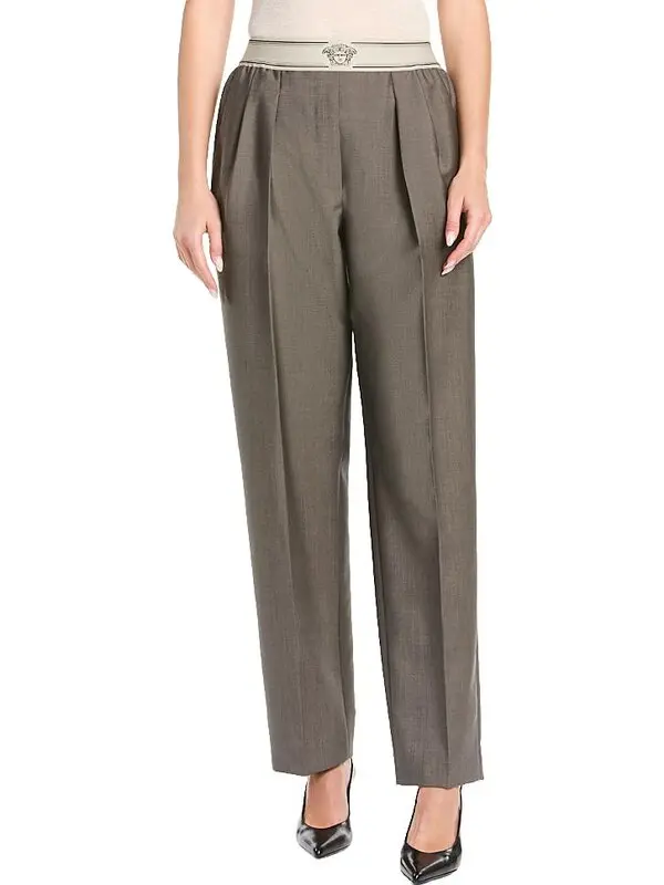 Versace Pull-on Trousers With Medusa Logo Waistband - Cold Grey