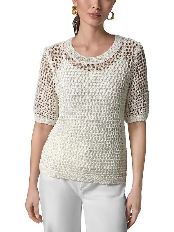 DONNA KARAN WEEKEND Donna Karan Open Stitch Knit Top - Cream