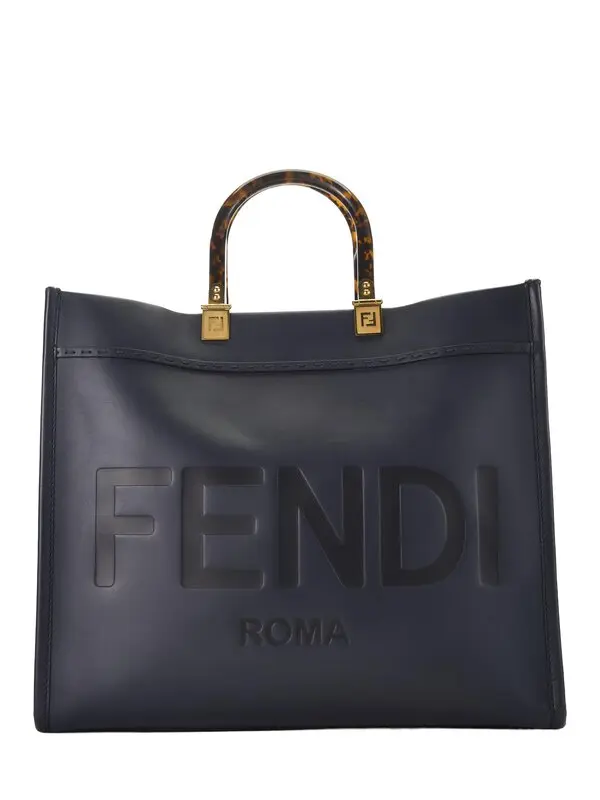 Fendi Sunshine Shopper Calfskin Tote - Navy