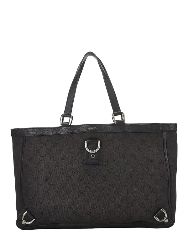 Gucci Gg Denim D-ring Abbey Tote - Black