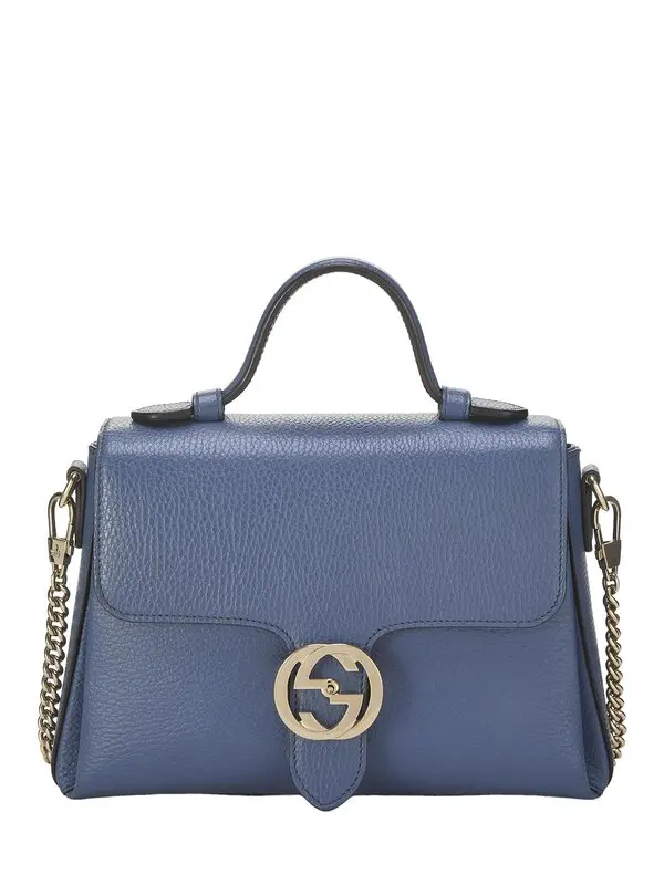 Gucci Leather Top Handle Bag - Blue