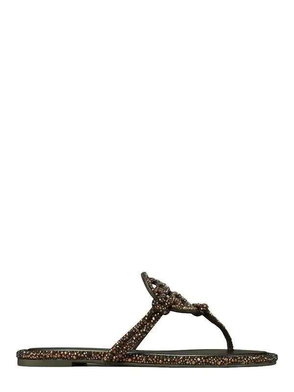 Tory Burch Miller Knotted Crystal Sandals - Cocoa