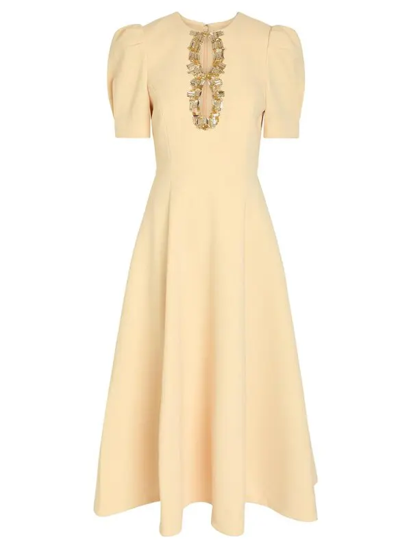 Rebecca Vallance Alexandrite Crystal-embellished Crepe Midi Dress - Yellow