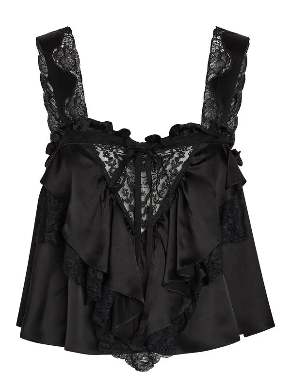 Chloé Lace-embellished Ruffled Silk Blouse - Black