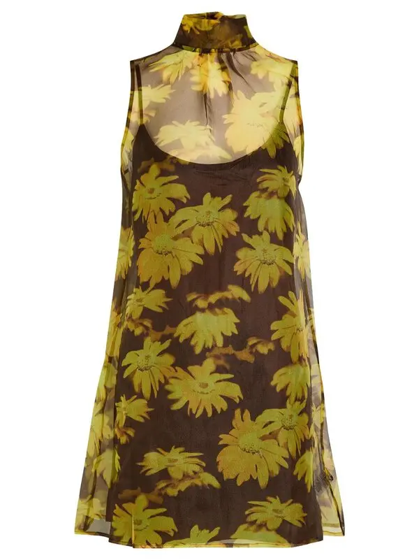 Staud Ablee Floral-print Organza Mini Dress - Multicoloured
