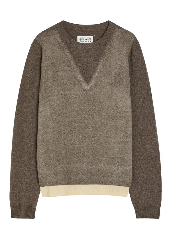 MAISON MARGIELA Layered Wool Jumper - Brown Light