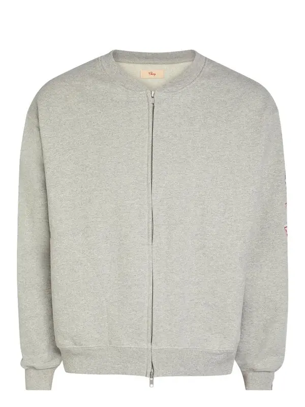 CHERRY LOS ANGELES Gecko Embroidered Zip-through Cotton-blend Sweatshirt - Grey