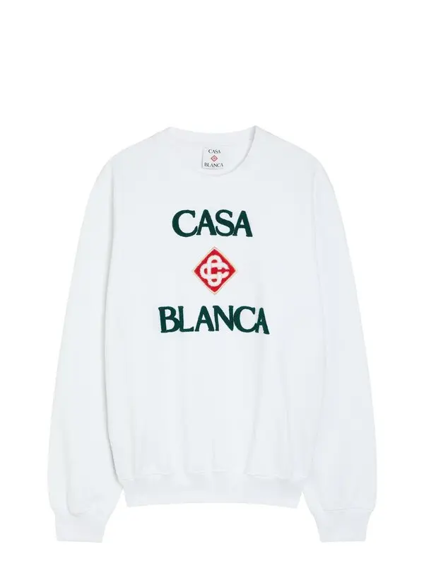 Casablanca Stacked Terry-logo Cotton Sweatshirt - White