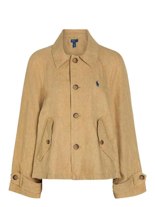 Polo Ralph Lauren Embroidered Linen Oveshirt - Brown