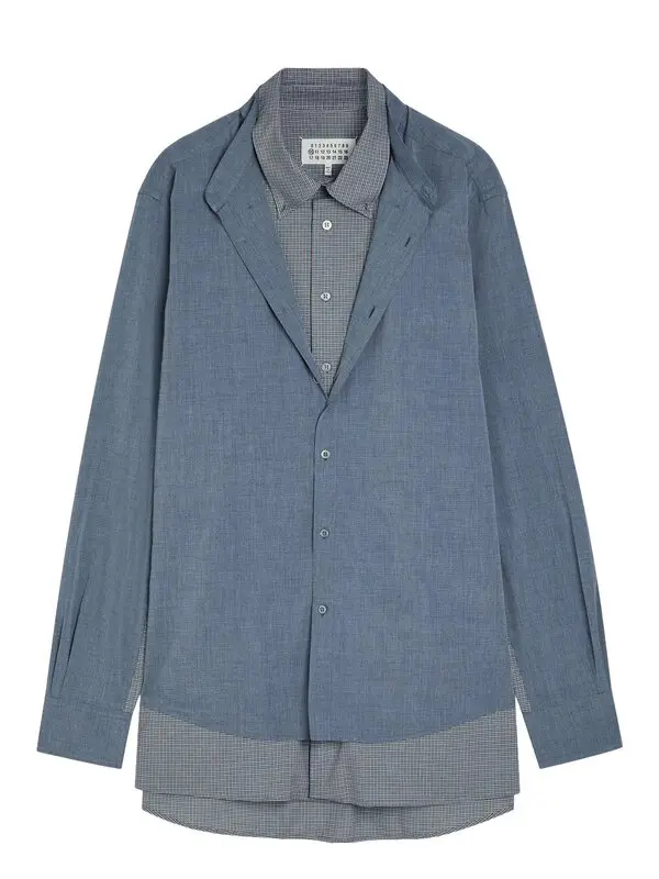 MAISON MARGIELA Panelled Cotton-poplin Shirt - Blue