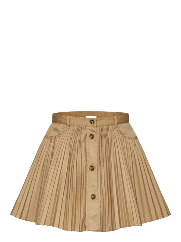 Red Valentino Pleated Skirt With Button Detail - Nude