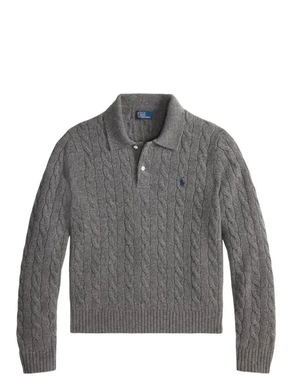 Polo Ralph Lauren Cable Knit Polo Shirt - Gray