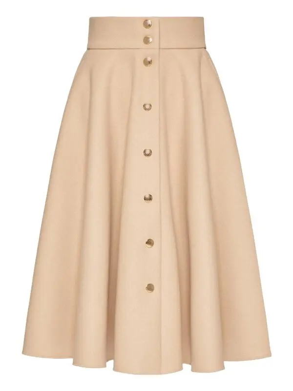 Red Valentino Pleated Skirt With Enamel Buttons - Nude