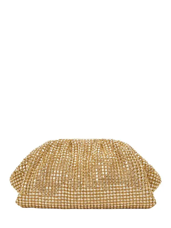 SELF-PORTRAIT Embellished Chainmail Clutch Bag - Golden