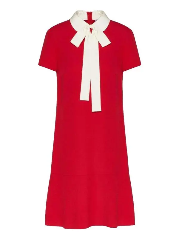 Red Valentino Guan Xiaotong's Same Bow Detail Dress - Red