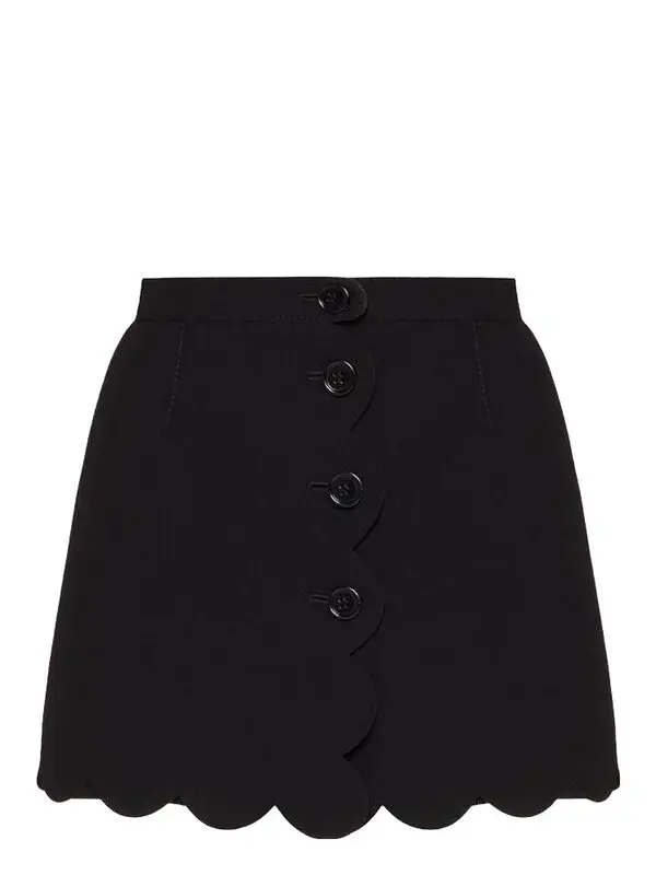 Red Valentino Scallop Trim Button Front Shorts - Black