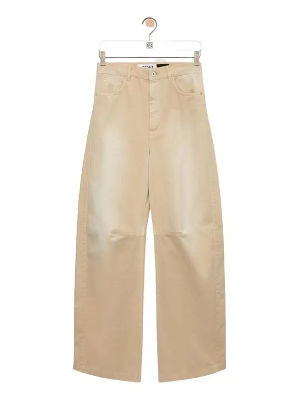 Loewe Barrel Trousers In Cotton - Light Beige