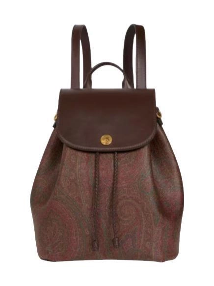 Etro Paisley Jacquard Leather Trimmed Backpack - Brown