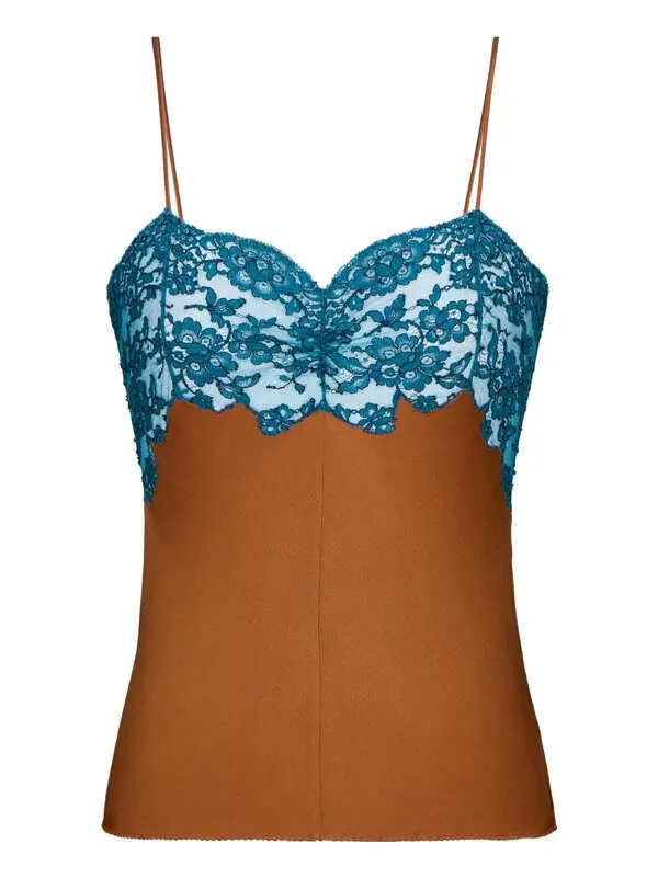Saint Laurent Lace V-neck Camisole - Caramel