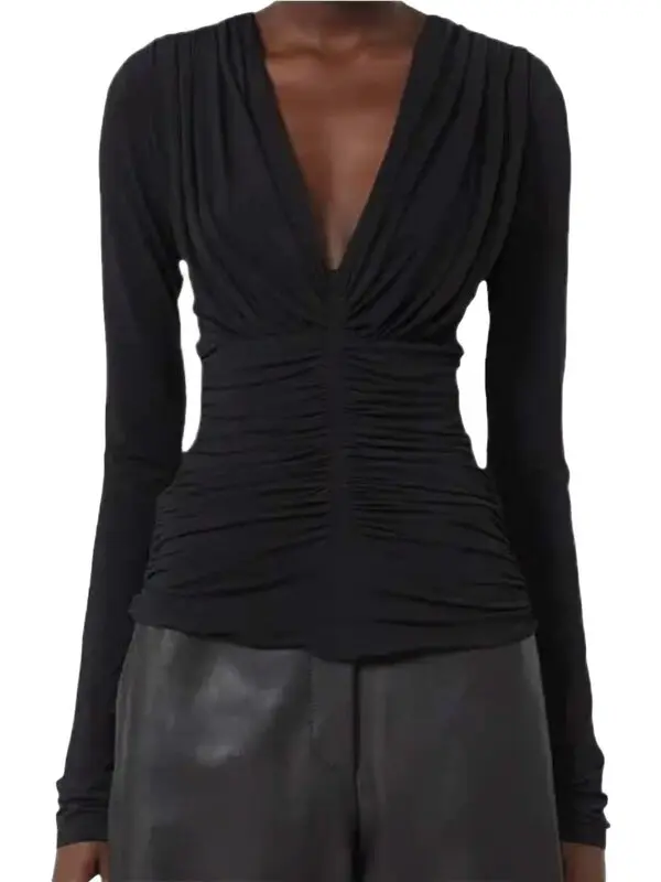 Sportmax Beato Draped V-neck Top - Black