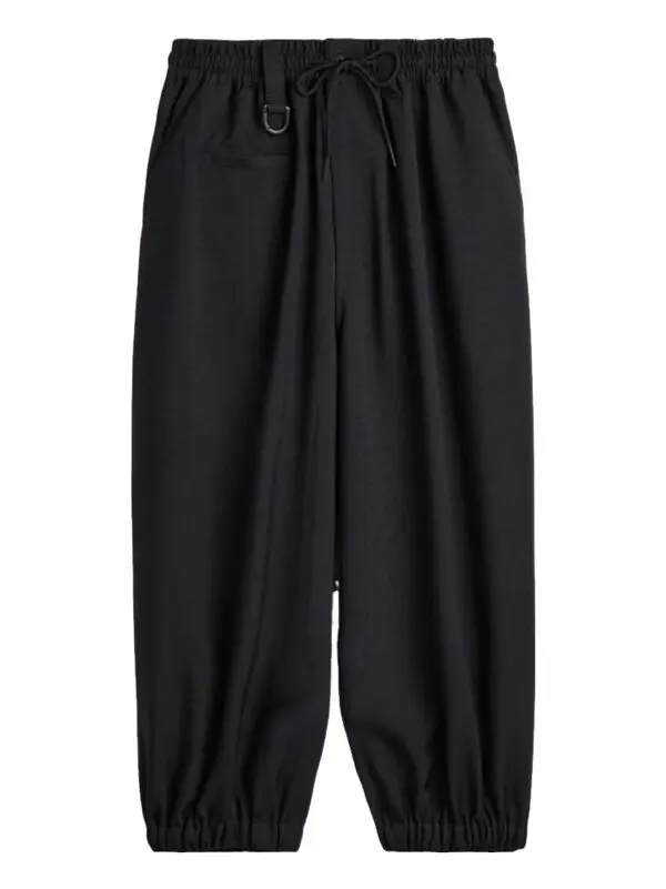 Y3 Drawstring Elasticated-cuffs Trousers - Black