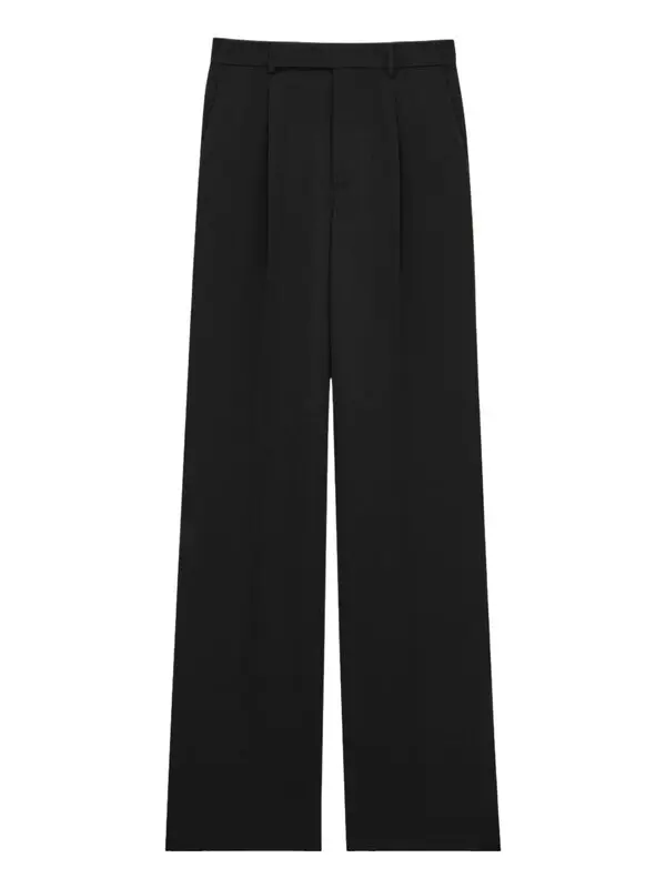 Saint Laurent Fluid Pants In Grain De Poudre - Black