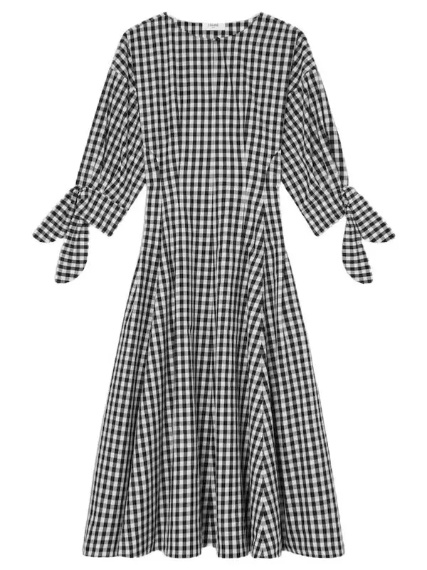 Celine Gingham Check Cotton Midi Dress - Black/ivory