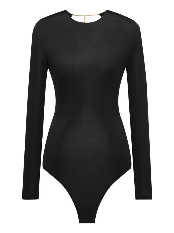 Saint Laurent Cassandre Backless Bodysuit In Jersey - Black