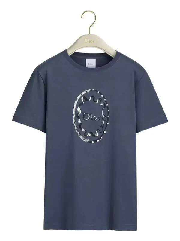 Dior Embroidered Logo T-shirt - Blue
