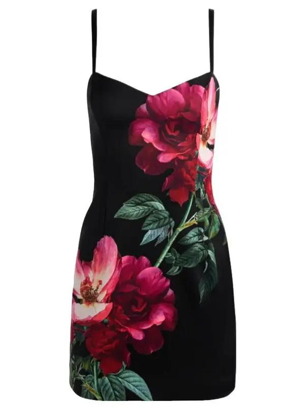 ALICEOLIVIA Floral-print Mini Dress - Black
