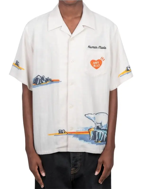 HUMAN MADE Collared Short-sleeved Shirt - White