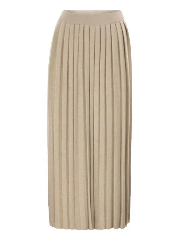 Fabiana Filippi Pleated Knitted Maxi Skirt - Nude