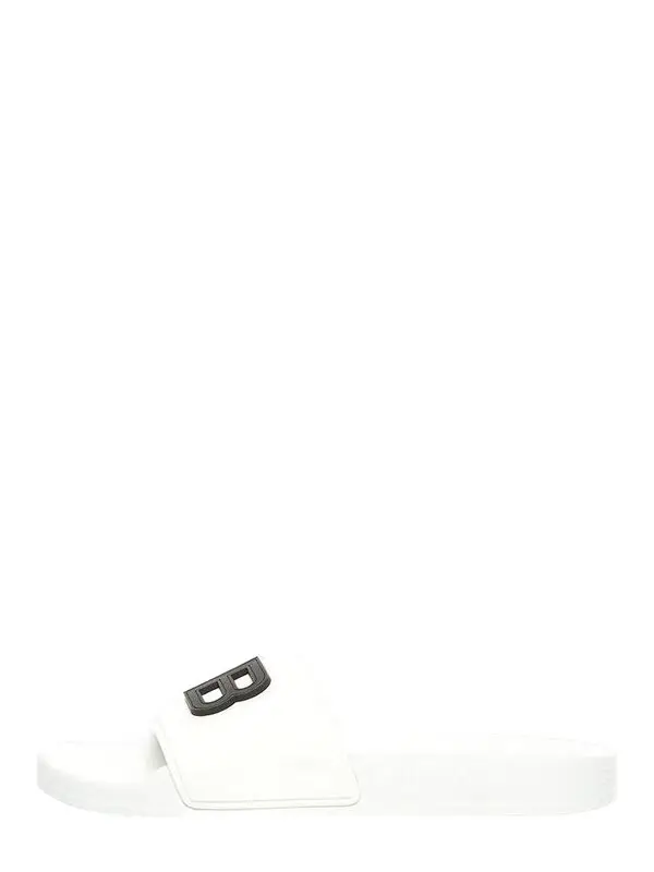 Balenciaga Pool Slides With 3d Bb Logo - White/black