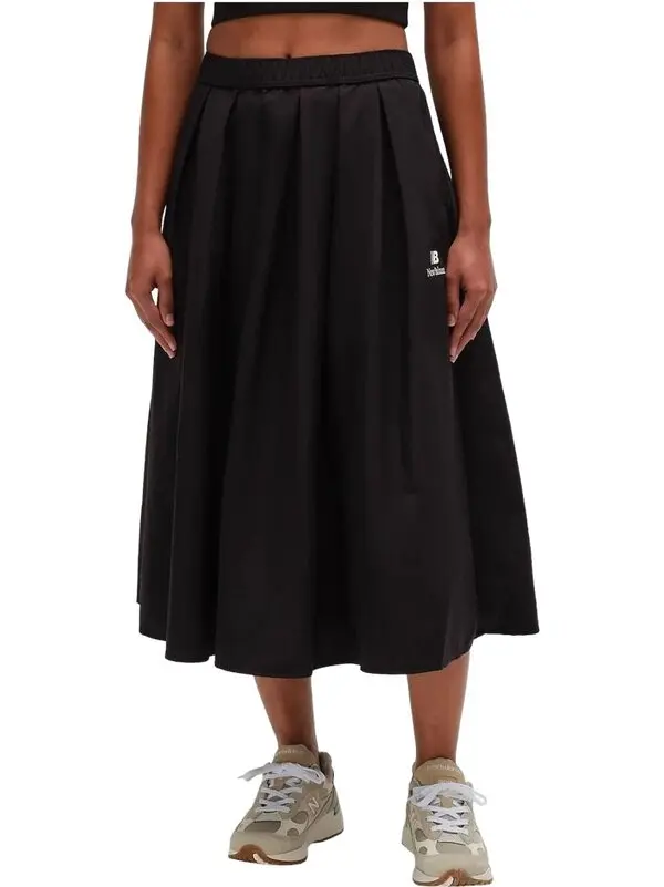 NEW BALANCE Pleated Midi Skirt With Logo Detail - Caviar