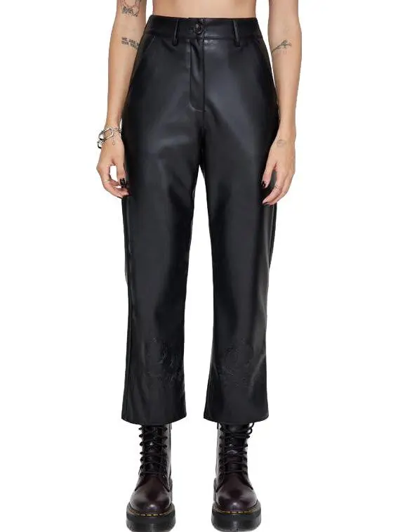DISTURBIA High-rise Cropped Trousers - Black