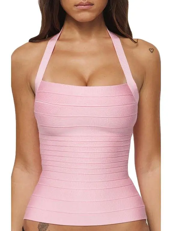 House Of Cb Halter Neck Bandage Top - Pink