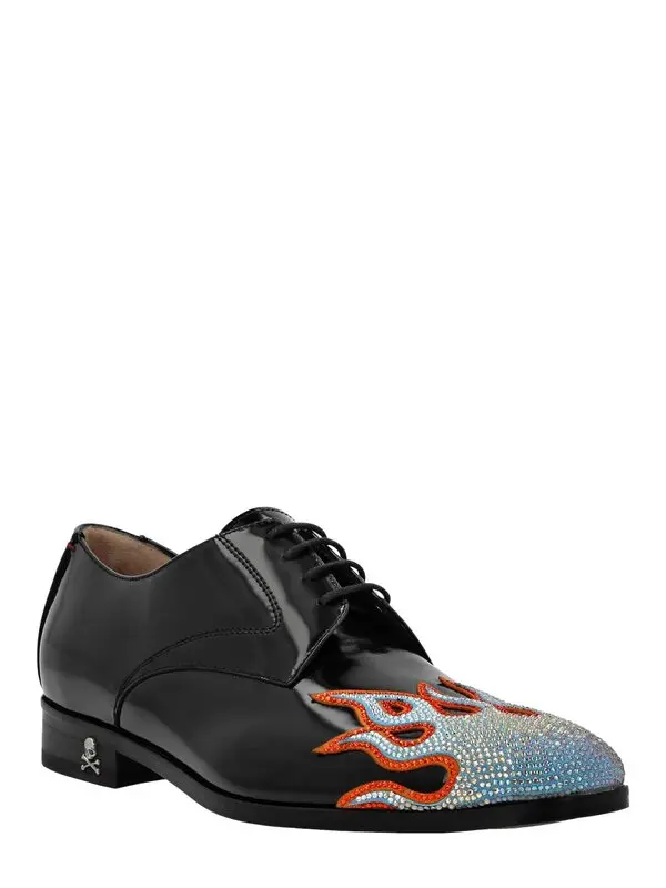 Philipp Plein Embellished Lace-up Derby Shoes - Black/orange