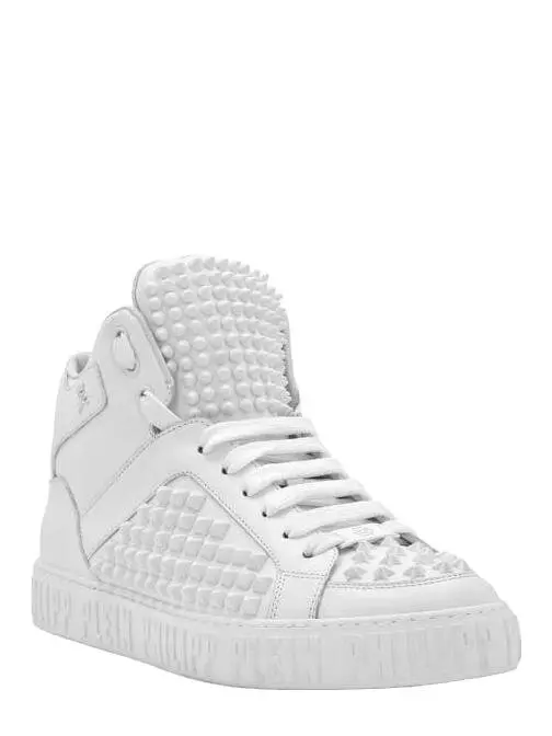Philipp Plein Nappa Leather Mid-top Sneakers Studs Luxe - White