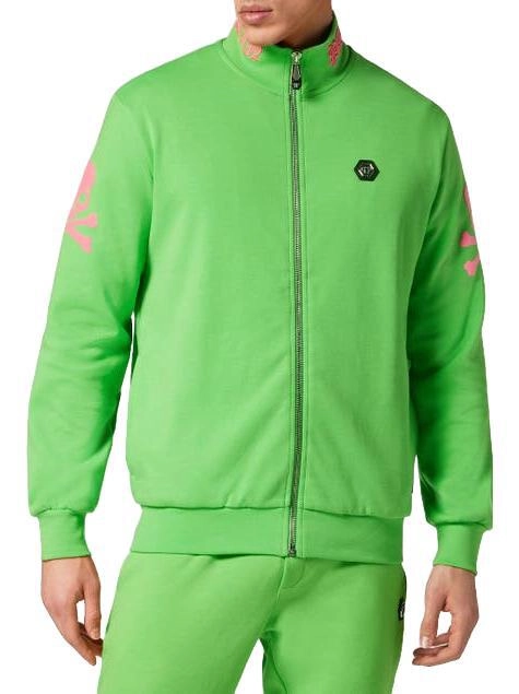 Philipp Plein Cotton Fleece Zip-up Sweatshirt - Acidgreen