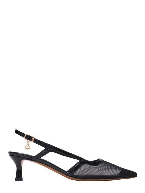 Maje Leather And Mesh Slingbacks - Black