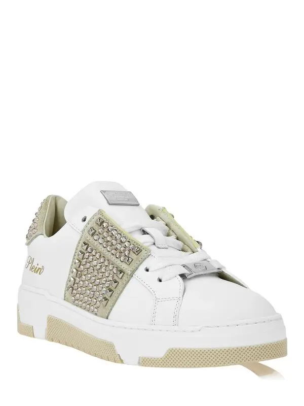 Philipp Plein Embellished Low Top Sneakers - Beige