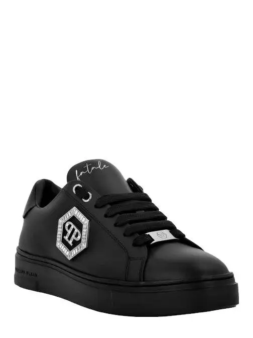 Philipp Plein Crystal Fatale Nappa Leather Low Top Sneakers - Black/black